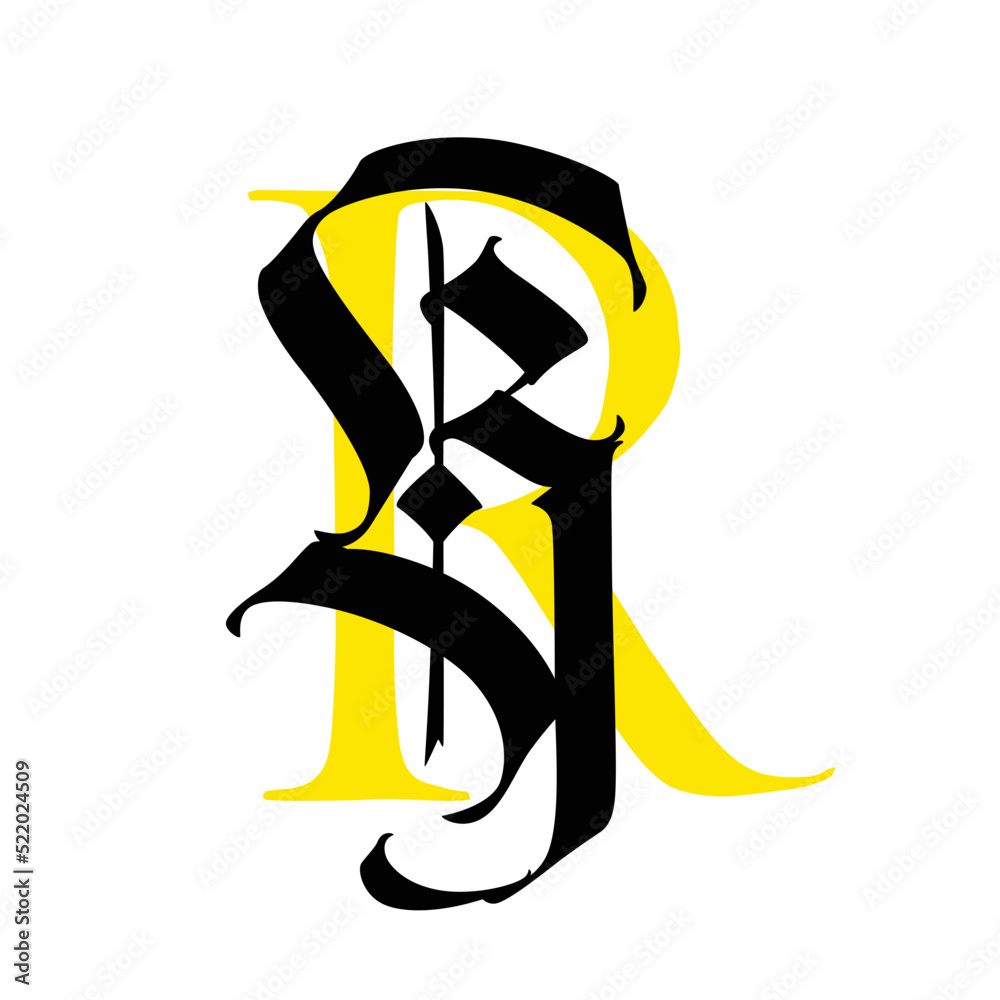 Letter R, in the Gothic style. Vector. Alphabet. The symbol is isolated ...