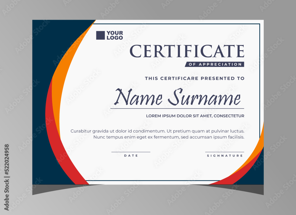 Colorful Certificate border template with luxury vector illustration, certificate of ...