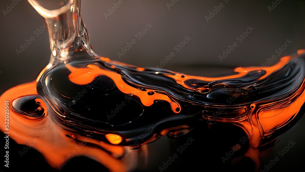 Melted glass, 4k close up illustration. Orange glow, hot molten liquid ...