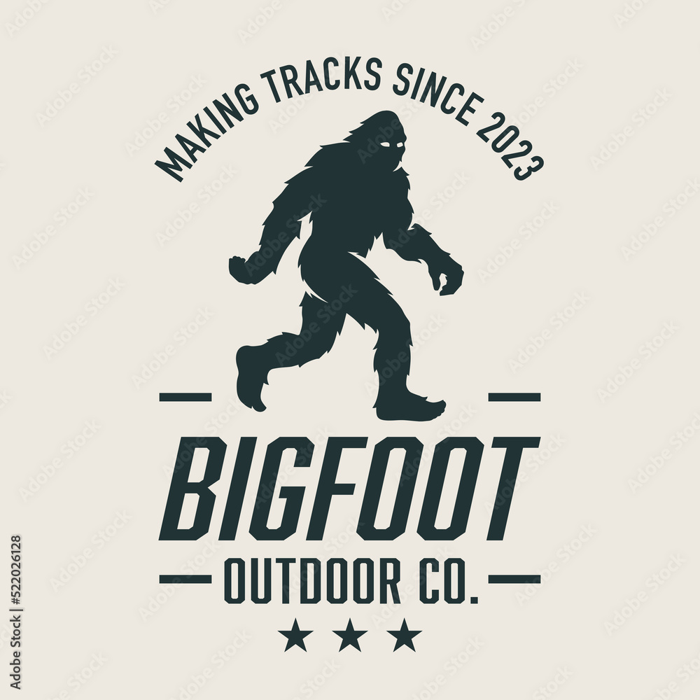 Stockvector Bigfoot walking logo design. Sasquatch crossing icon. Hairy ...