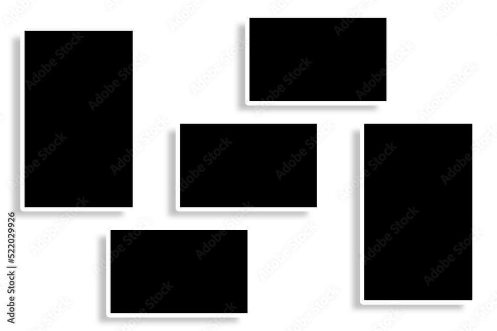 5 Rectangle photo frames in black & white color & a creative layout ...