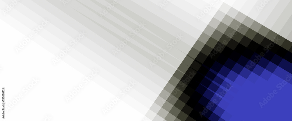 Abstract banner template design of cool blue square shapes on a white ...