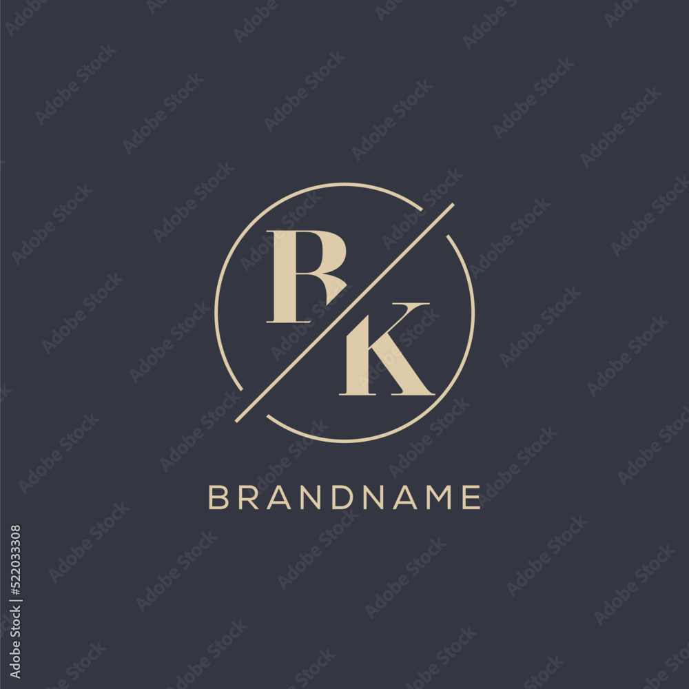 Initial letter BK logo with simple circle line, Elegant look monogram ...