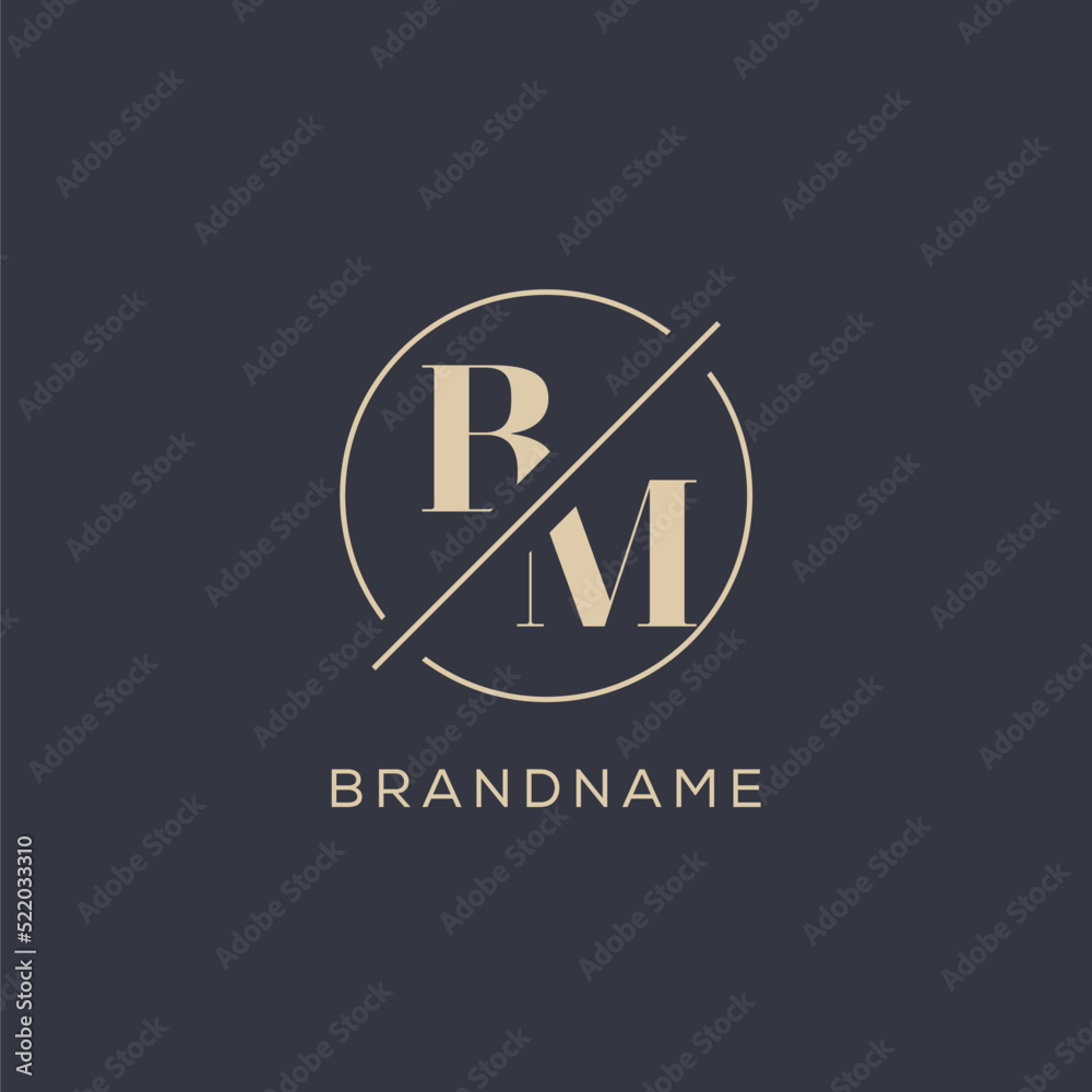 Initial letter BM logo with simple circle line, Elegant look monogram ...
