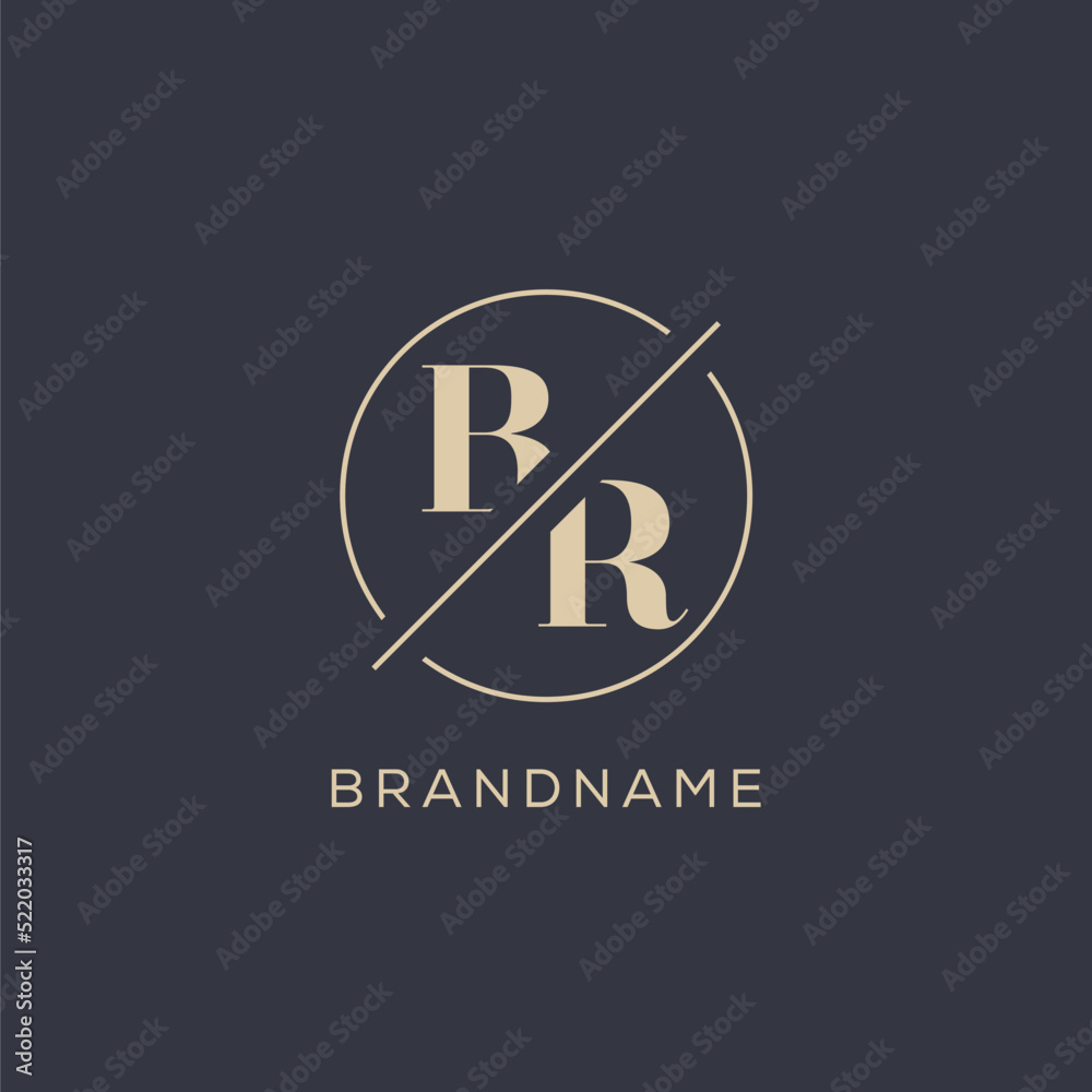 Initial letter BR logo with simple circle line, Elegant look monogram ...