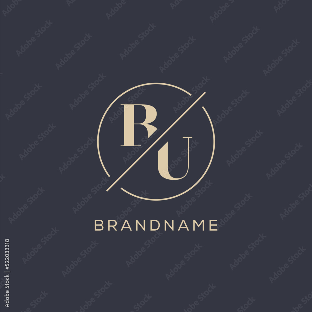 Initial letter BU logo with simple circle line, Elegant look monogram ...