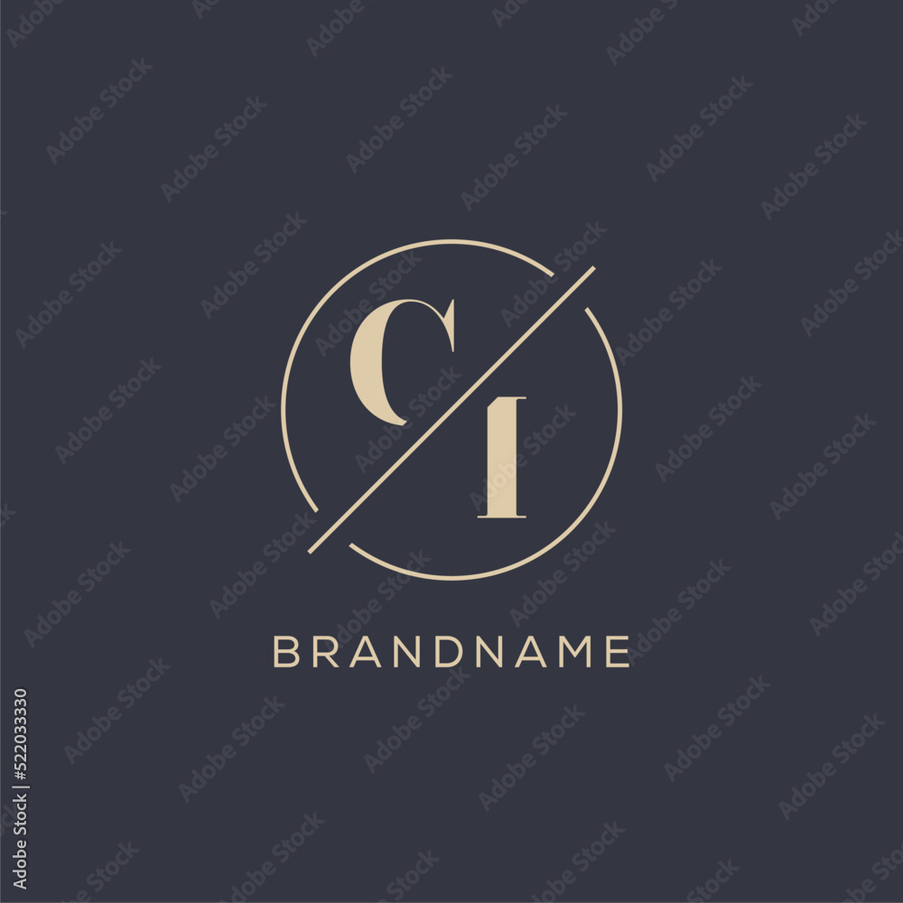 Initial letter CI logo with simple circle line, Elegant look monogram ...