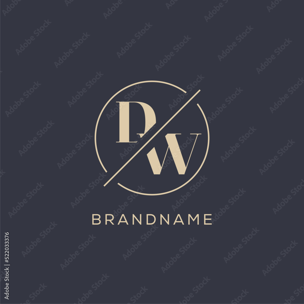 Initial letter DW logo with simple circle line, Elegant look monogram ...