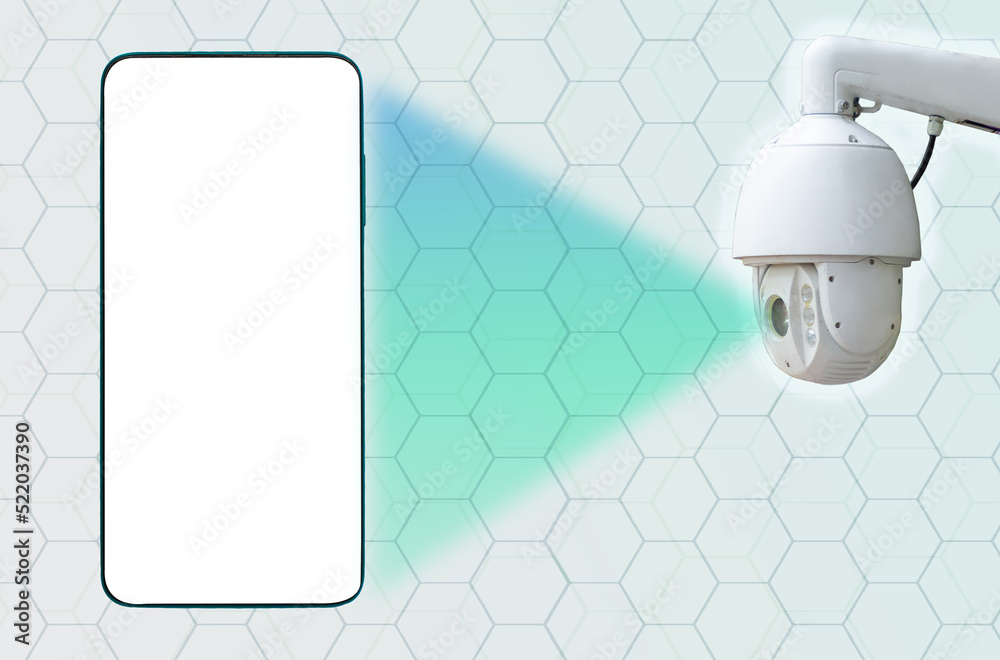 Supervision app and monitoring. Smartphone with mock up and video ...