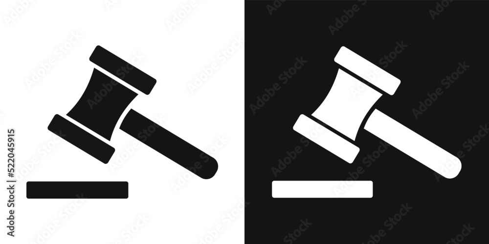 Knocking auction hammer vector sign. Wooden judge's gavel, auction ...