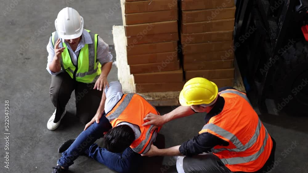 Top view. First Aid and safety first. Engineering talking on walki ...