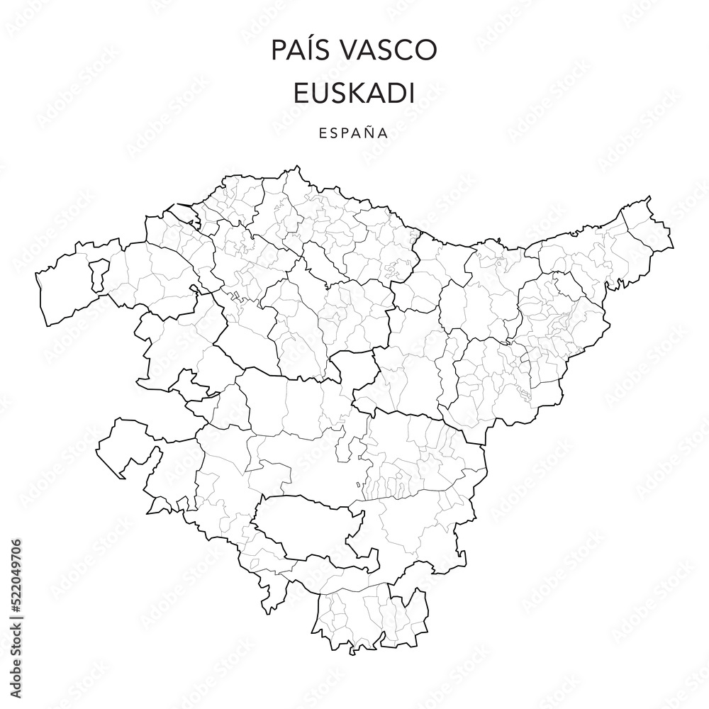 Geopolitical Vector Map of the Basque Country (País Vasco/Euskadi) with ...