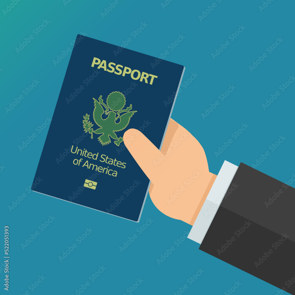 Presentation Of A Usa Passport For A Control Flat Design Stock Vector Adobe Stock