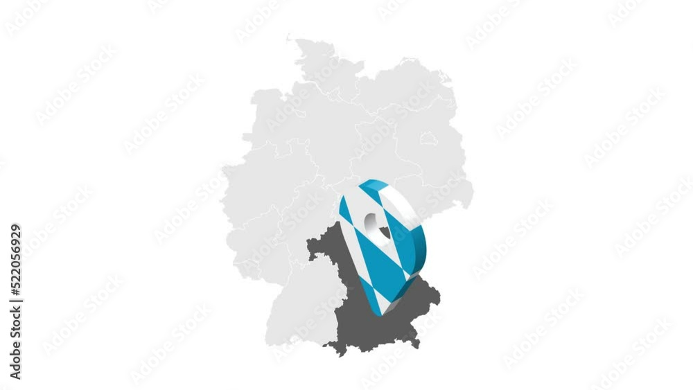 Location Bavaria on map Germany. 3d Free State of Bavaria flag map ...