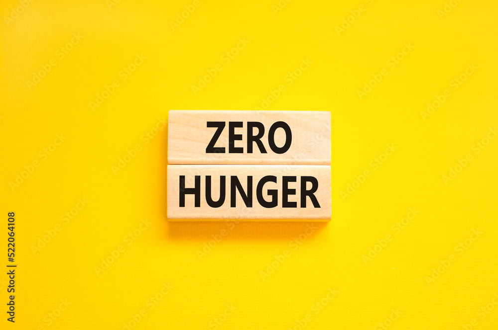 Zero hunger symbol. Concept words Zero hunger on wooden blocks on a ...