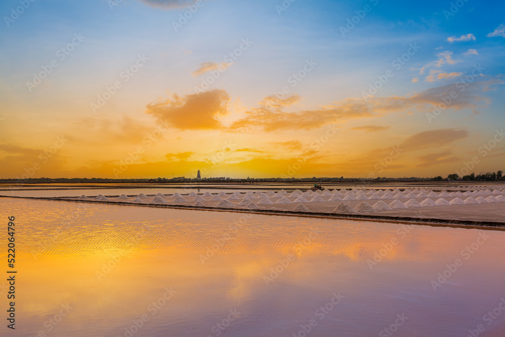 Salt farm in Thailand,Salt industry,sunset on a pink salt lake,Sunset ...