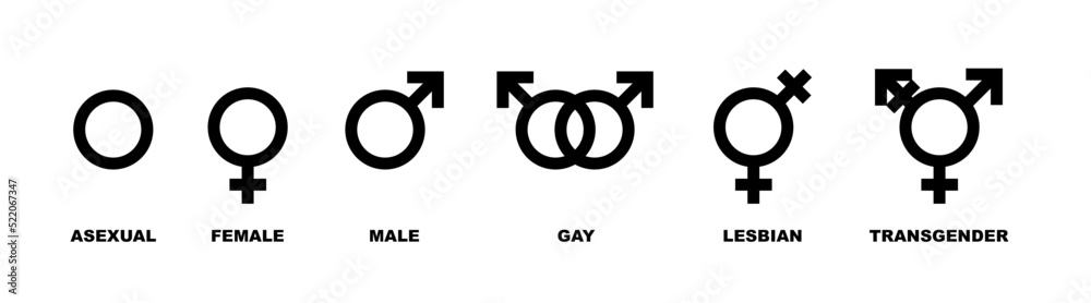 Gender and sexuality orientation icons - Vector set of woman, man, male ...