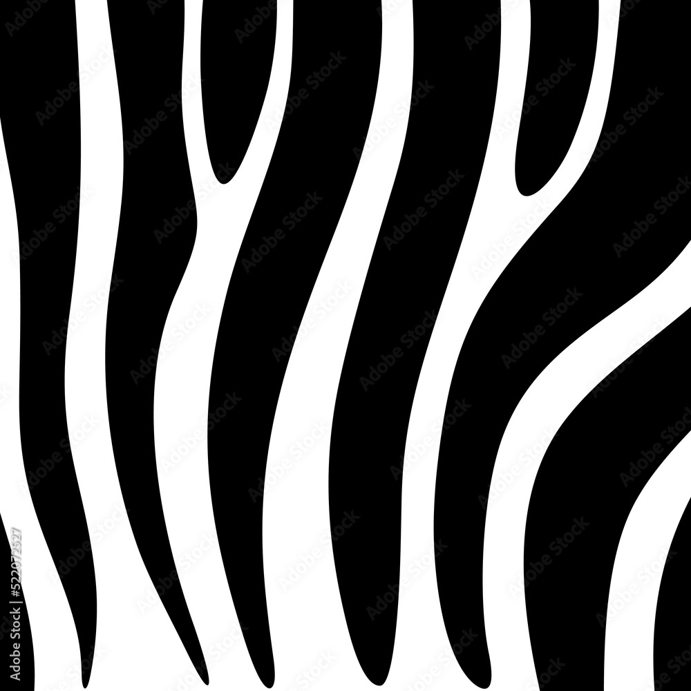 Zebra skin seamless pattern. Animal fur ornate. Curved stripes ornament ...