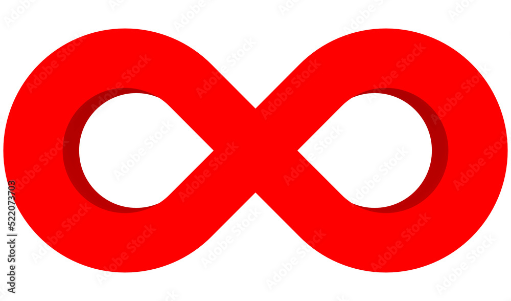 Infinity symbol 3d red isolated on white background - 3d rendering ...