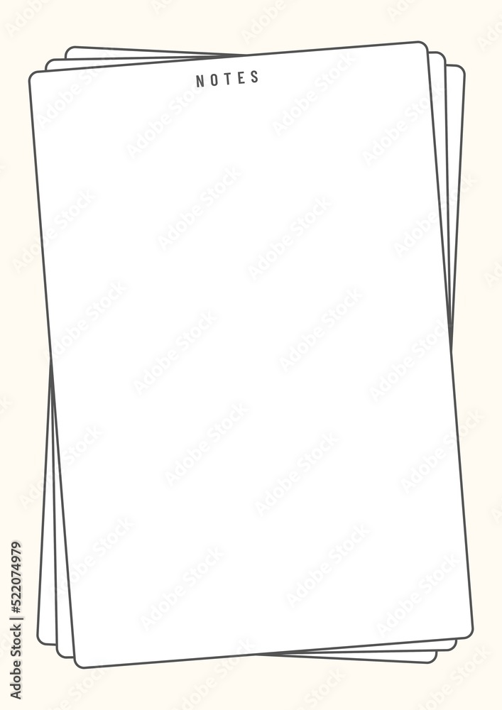 lined grid notes sheet paper template vector illustration set. Notebook ...