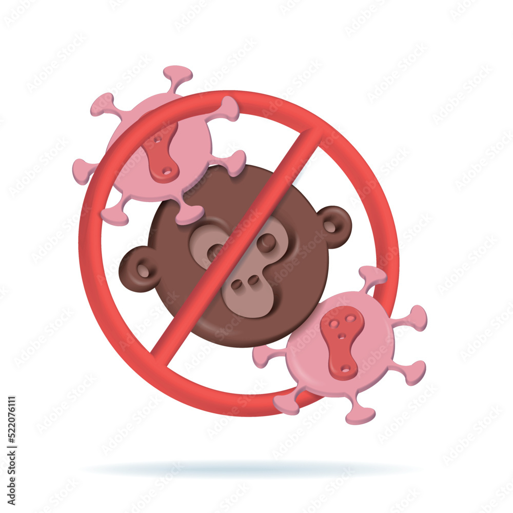 Stop sign of Sick monkey with pox virus. Monkeypox rare infectious ...