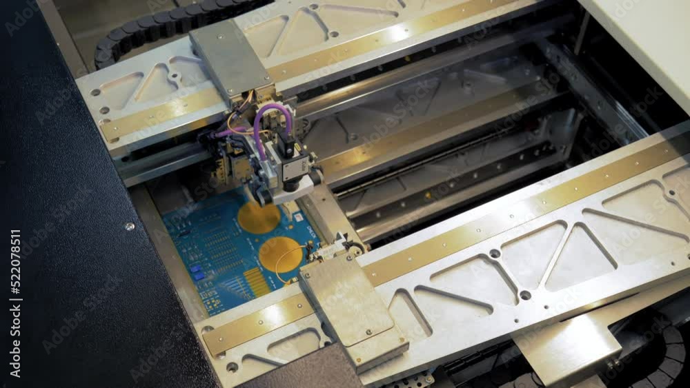Automated Electronic Motherboard Printer. Modern Cnc Machine. Small ...