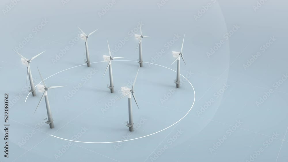 Wind Farm In 3d Design Presents Green Advanced Technology To Get Clean ...