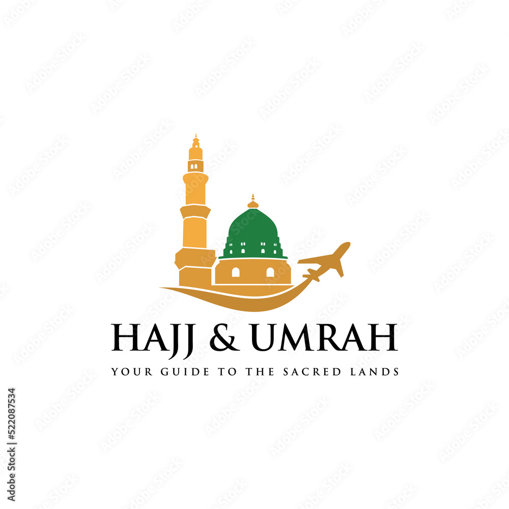 travel logo, Al haj and umrah mubarak tour symbol. Suitable for travel ...