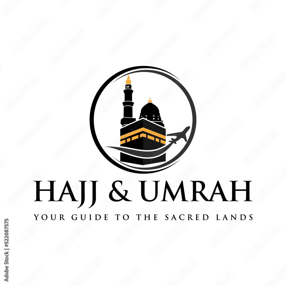 travel logo, Al haj and umrah mubarak tour symbol. Suitable for travel ...