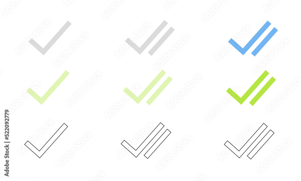 Read message icon with double checkmark. Blue tick. Viewed message in a ...