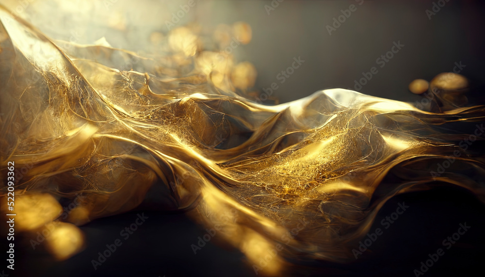 Abstract swirls and ripples of the gold. Fractal wave mesh pattern ...