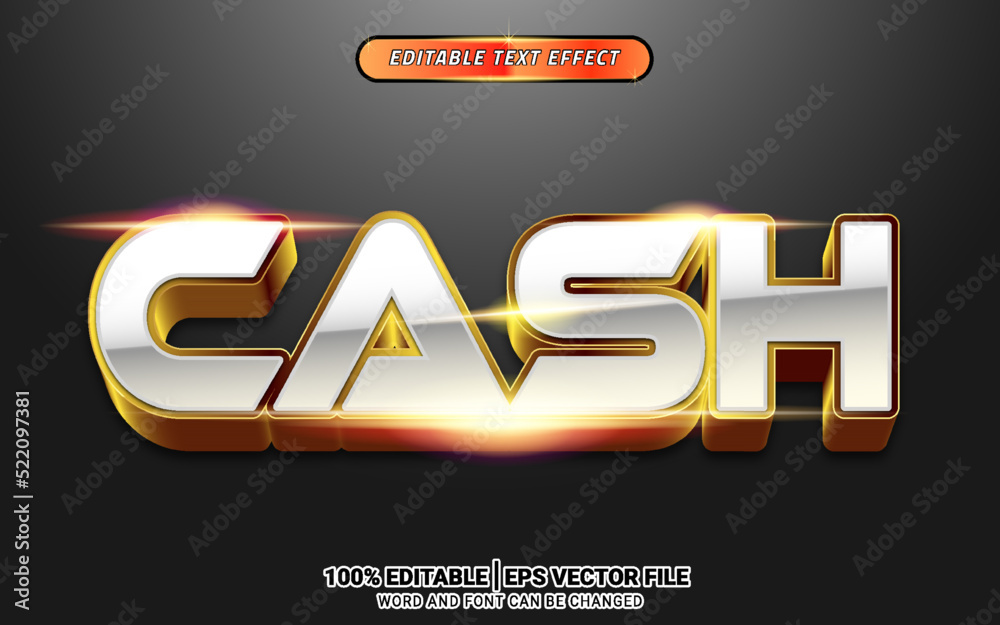 White gold shiny futuristic 3d bold text effect editable template ...