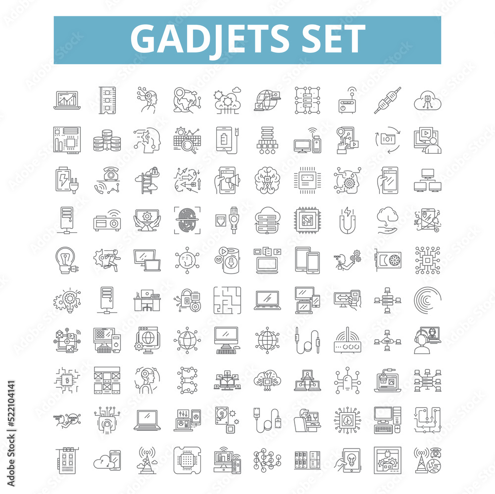 Gadjets icons, line symbols, web signs, vector set, isolated ...