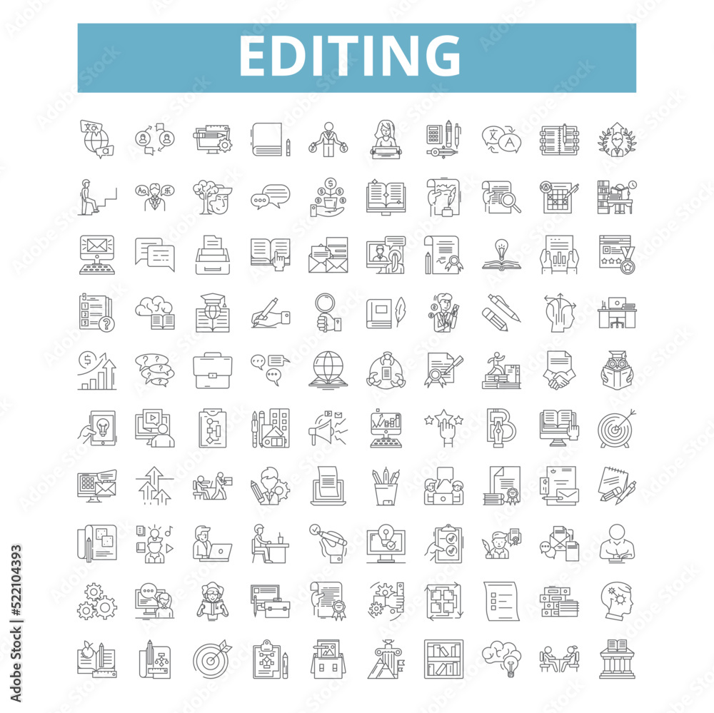 Editing icons, line symbols, web signs, vector set, isolated ...