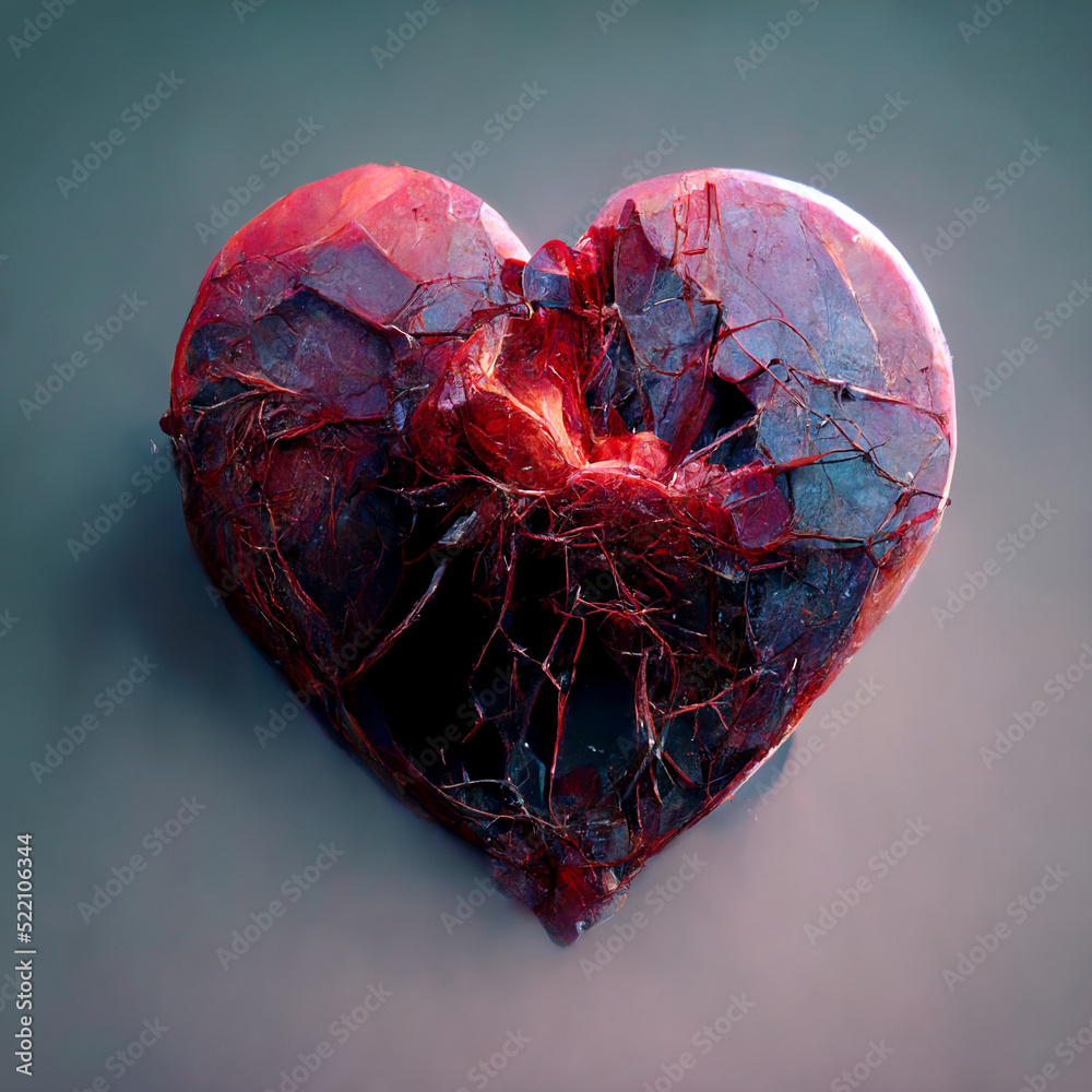 broken fragile heart Stock Illustration | Adobe Stock