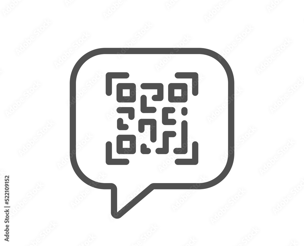 Qr Code Line Icon Scan Barcode Sign Chat Speech Bubble Symbol