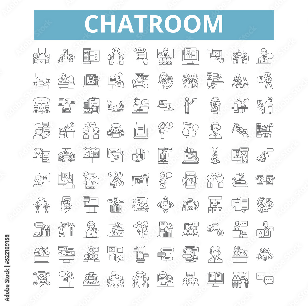 Chatroom icons, line symbols, web signs, vector set, isolated ...