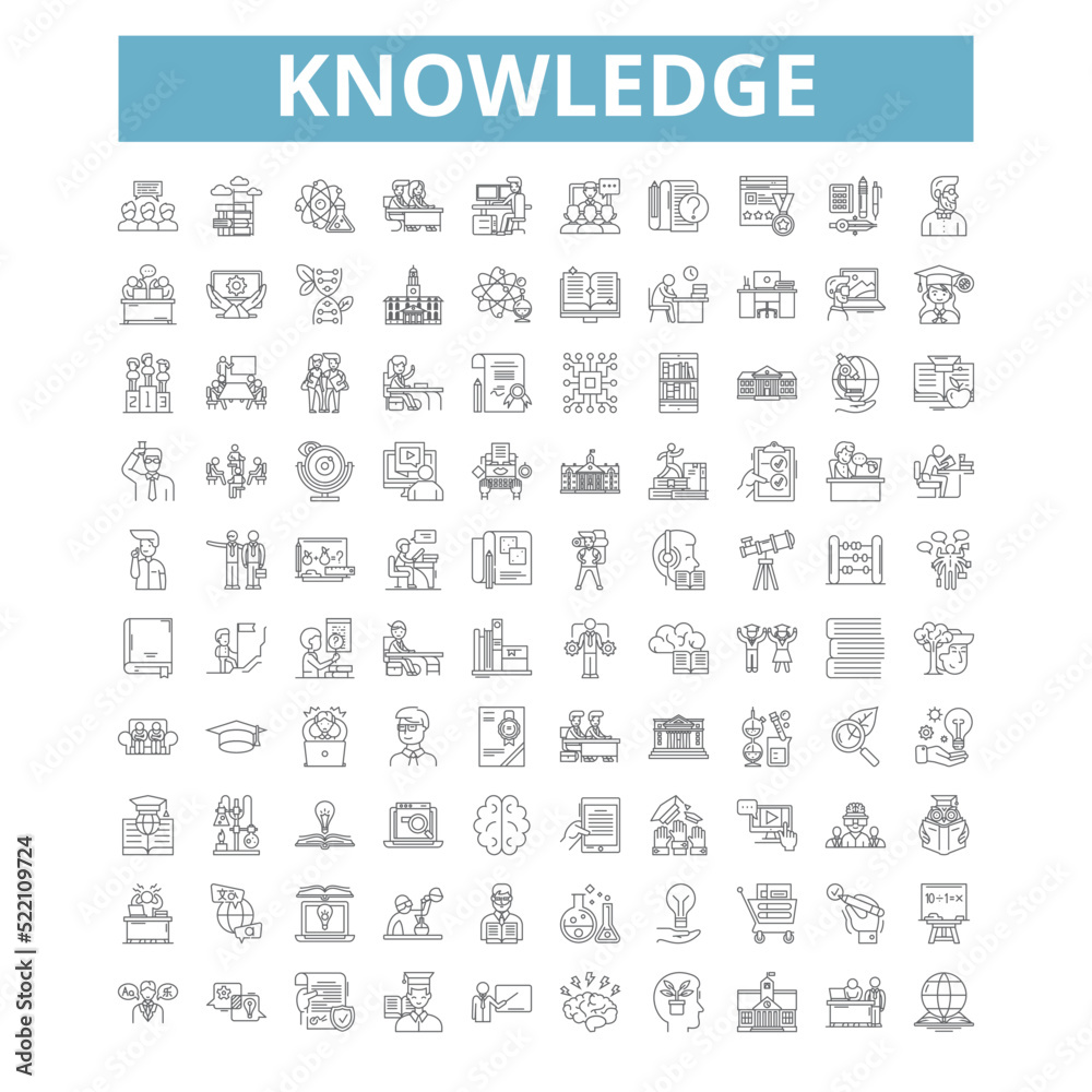 Knowledge icons, line symbols, web signs, vector set, isolated illustration Stock Vector | Adobe ...