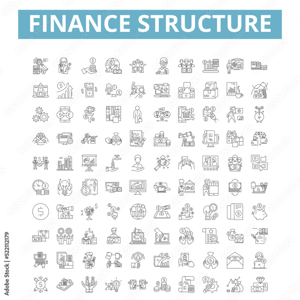 Finance structure icons, line symbols, web signs, vector set, isolated ...