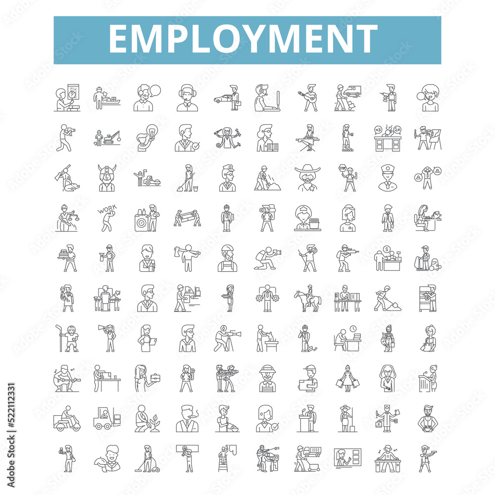 Employment icons, line symbols, web signs, vector set, isolated ...