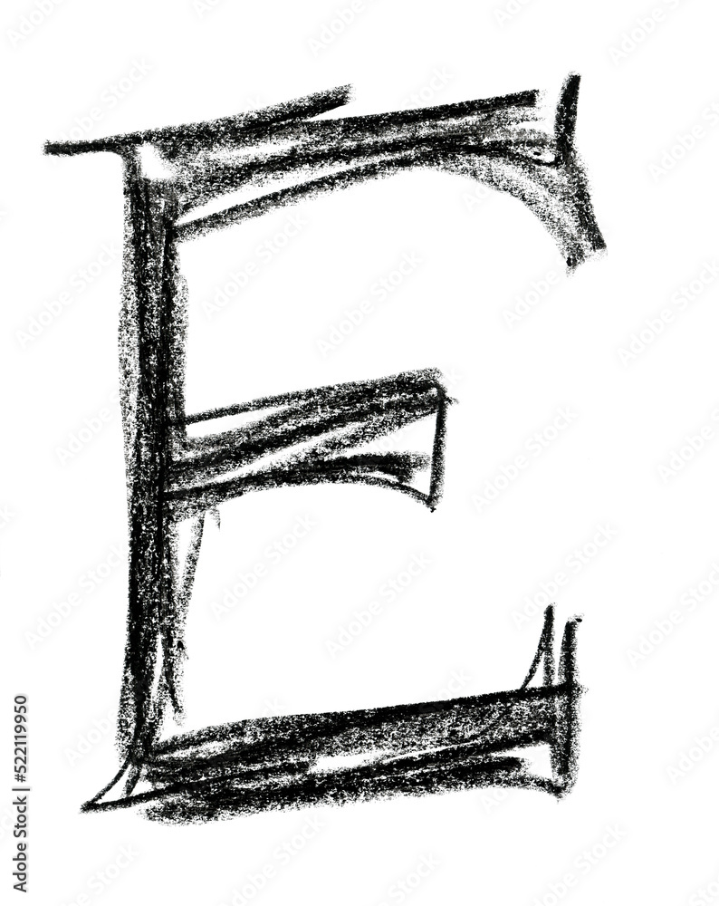 Handwritten sketch black Letter E on transparent background Stock ...