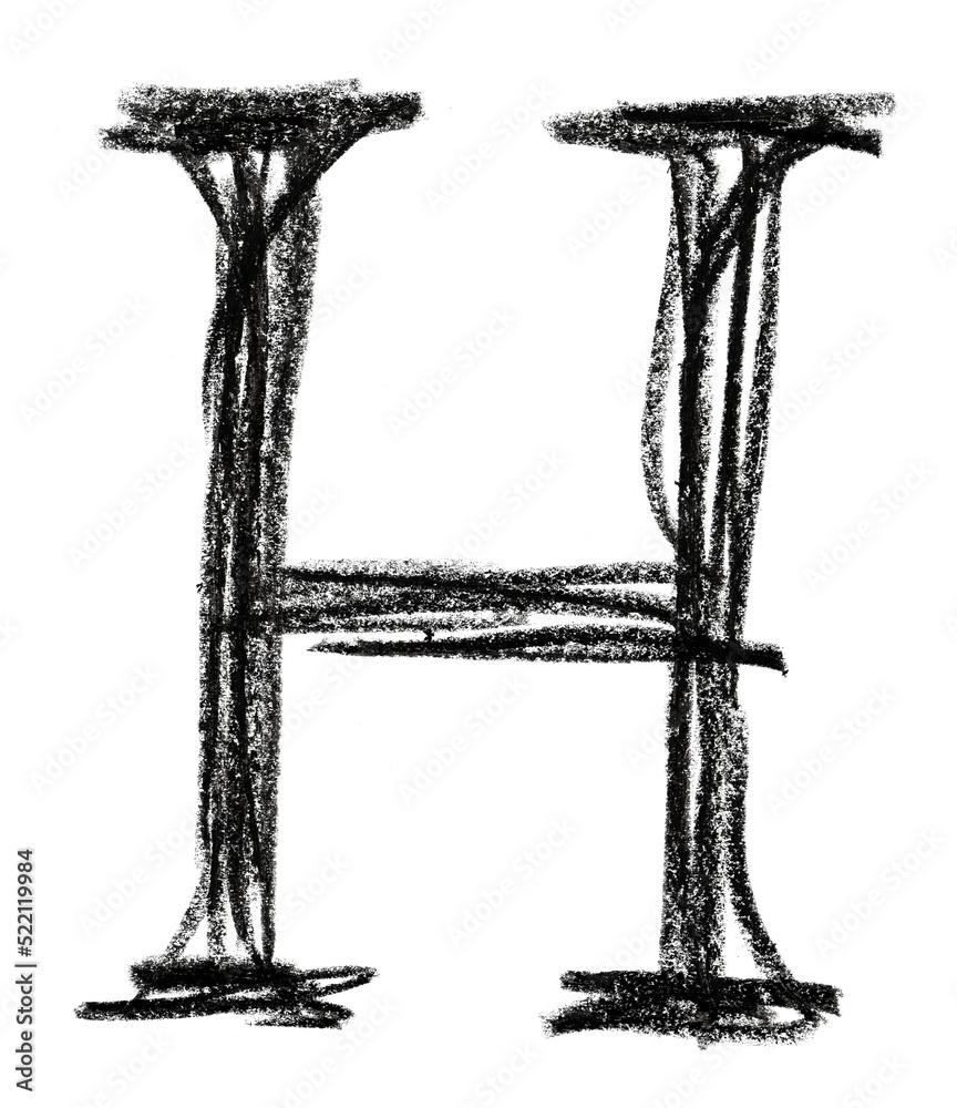 Handwritten sketch black Letter H on transparent background Stock ...