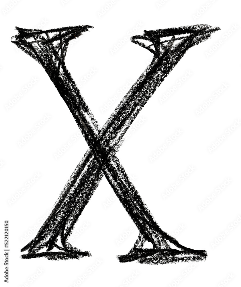 Handwritten sketch black Letter X on transparent background Stock ...