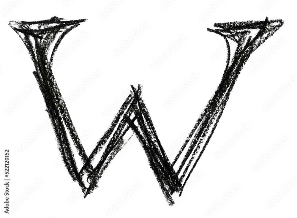 Handwritten sketch black Letter W on transparent background Stock ...