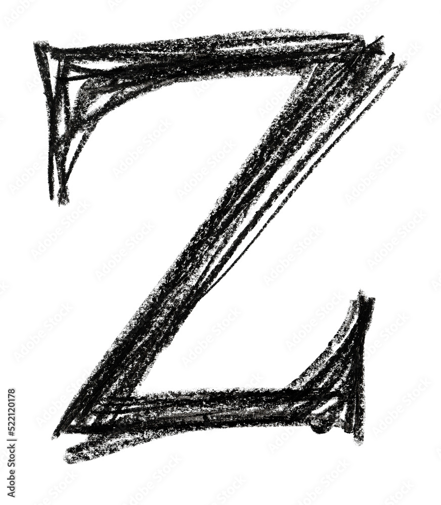 Handwritten sketch black Letter Z on transparent background Stock ...