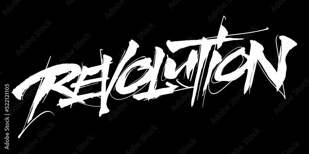Revolution lettering text. modern calligraphy style. Stock Illustration ...