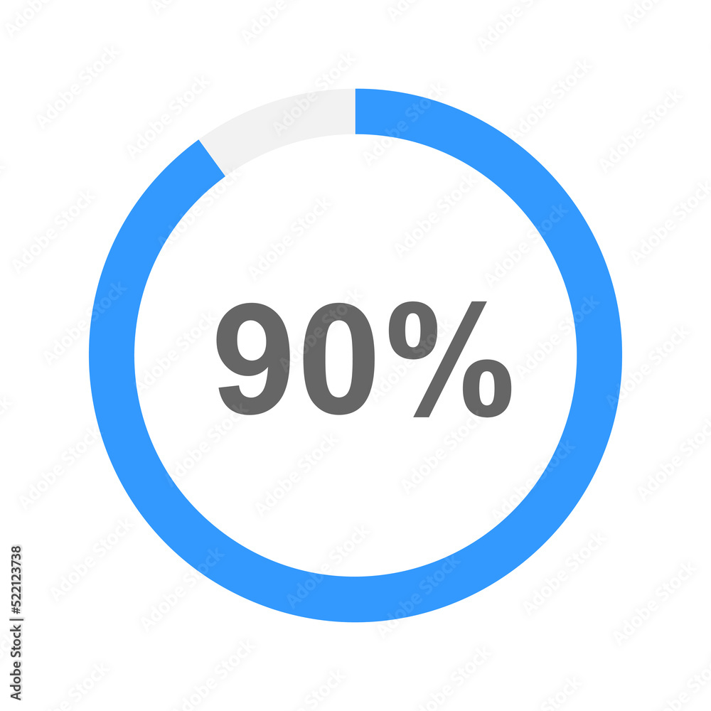 90 percent filled round loading bar as infographic element for website ...