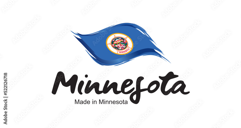 Made in Minnesota USA new handwritten flag ribbon typography lettering ...