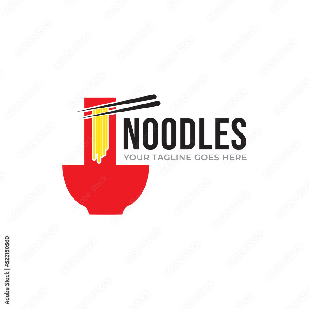Red Bowl Noodles Vector Logo Illustration. The illustration suitable ...