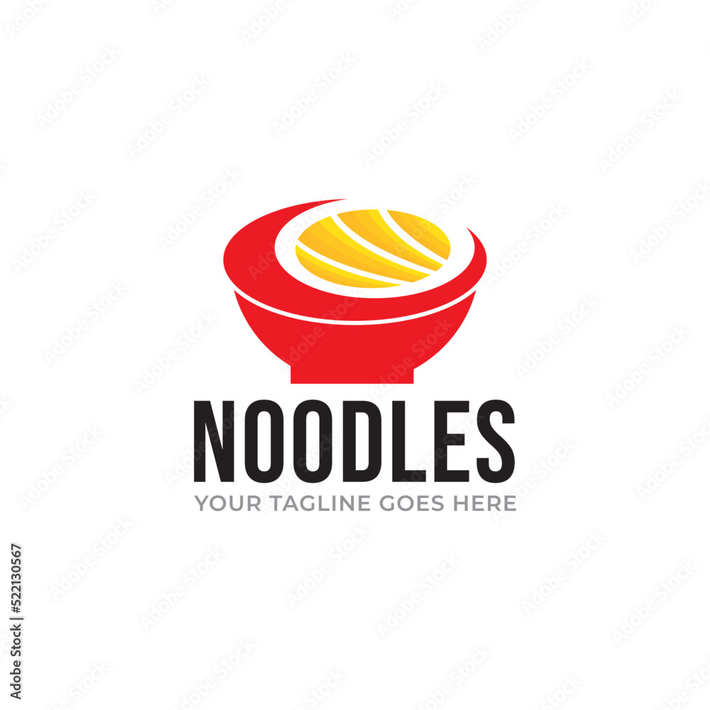 Red Bowl Noodles Vector Logo Illustration. The illustration suitable ...